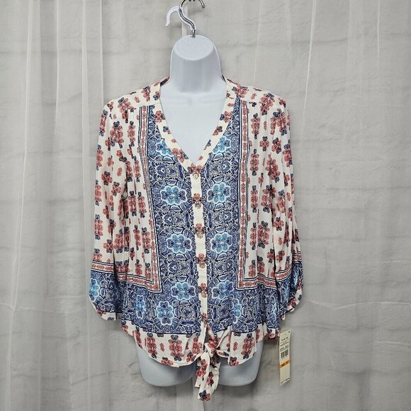 Ruby Rd. | Tops | Ruby Rd Blouse Blue Red Boho Festival Hippie S Nwt ...